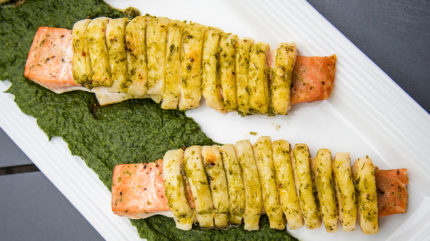Hasselback Salmon with Creamed Spinach - Mishpacha Magazine